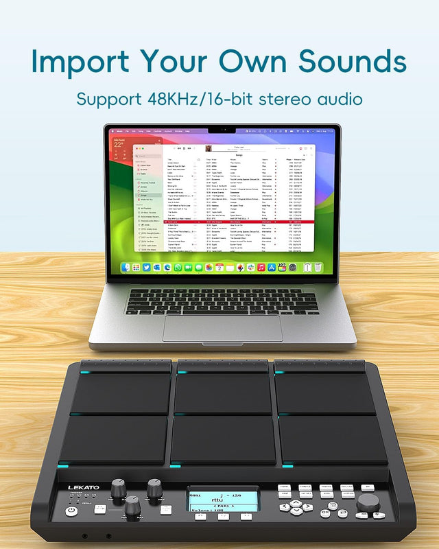 LEKATO PD708 Electric Drum Pad Velocity-Sensitive Percussion Sample Pa ...