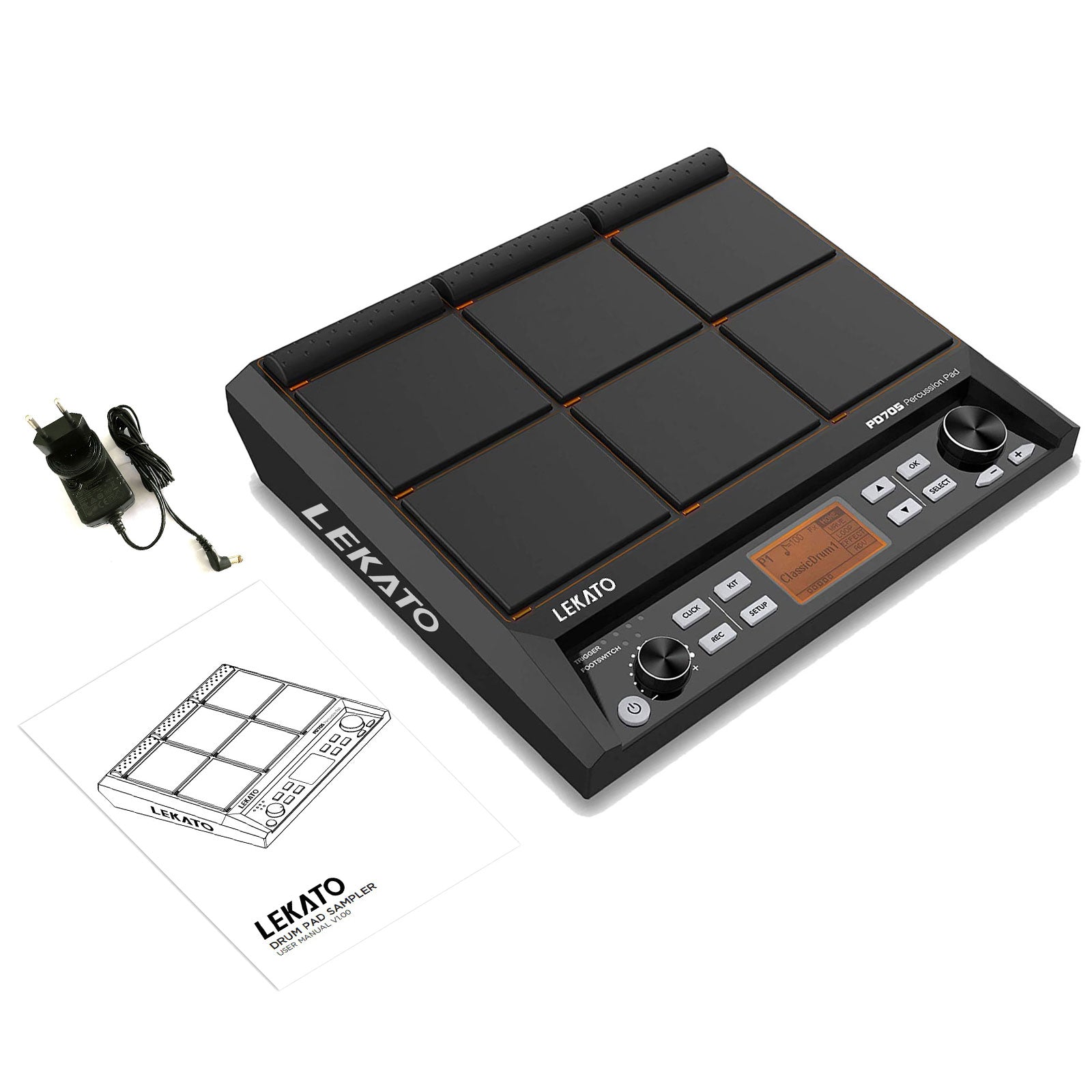 LEKATO PD705 Electric Percussion Pad Drum 9-Trigger Sample Multipad ...