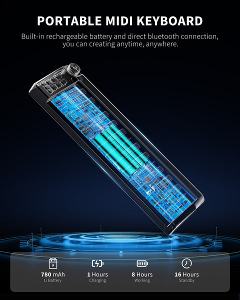 LEKATO SMK-25 MINI 25 Key MIDI Semi Weighted Keyboard Controller Bluet ...