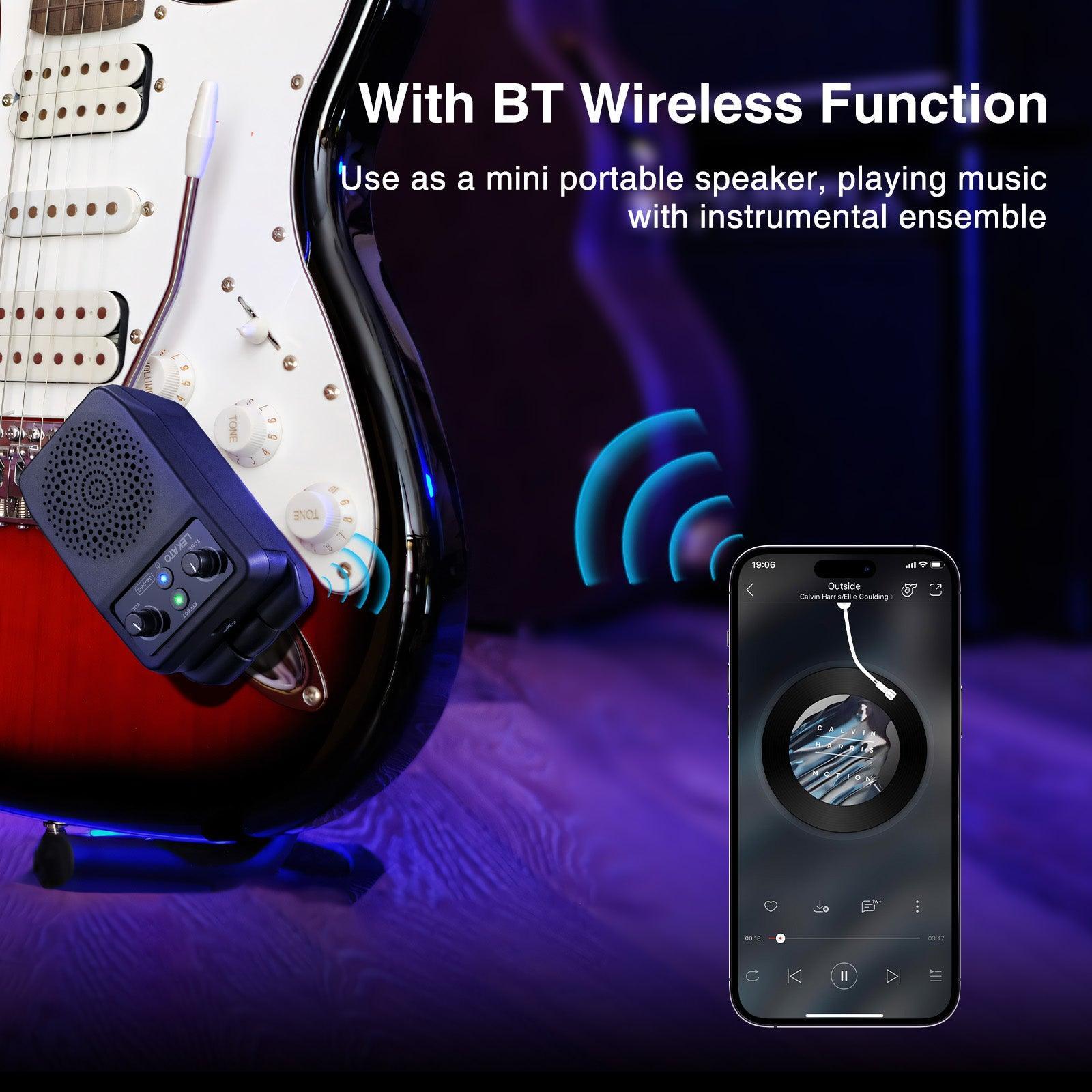 LEKATO JA-05G Electric Guitar Amp 5W Bluetooth 4 Effects Clean Distort ...