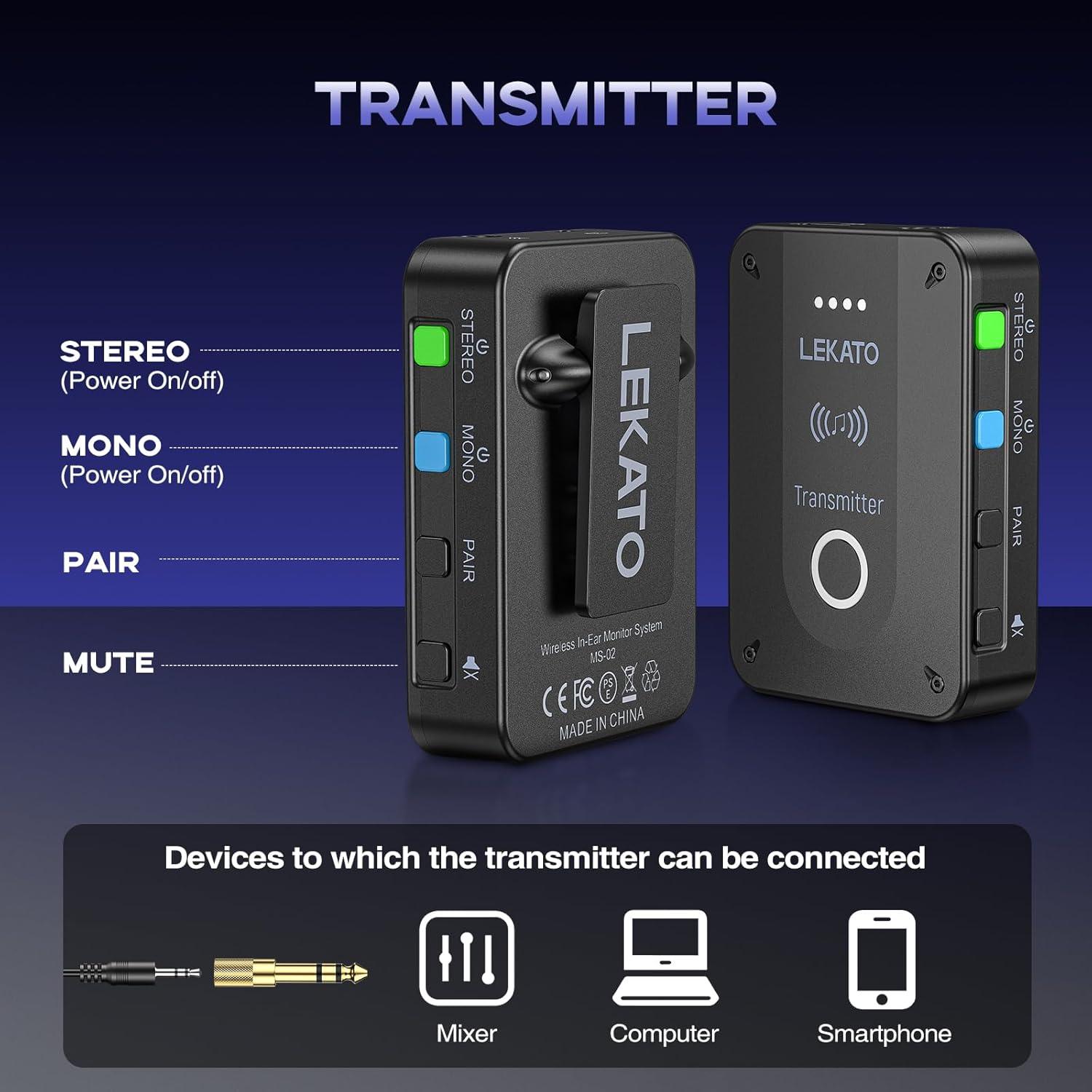 LEKATO MS-02 In Ear Monitor 2.4G Stereo Wireless System – LEKATO - Buy ...