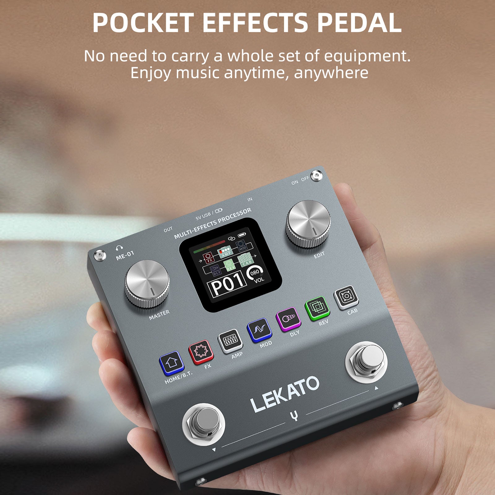 LEKATO ME-01 Multi Effects Processor Guitar Pedal w/6 Effects Modules ...