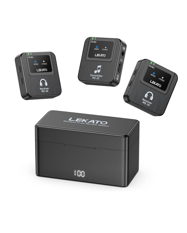LEKATO MS-20 In Ear Monitor w/Charge Case 2.4G Stereo Wireless System ...