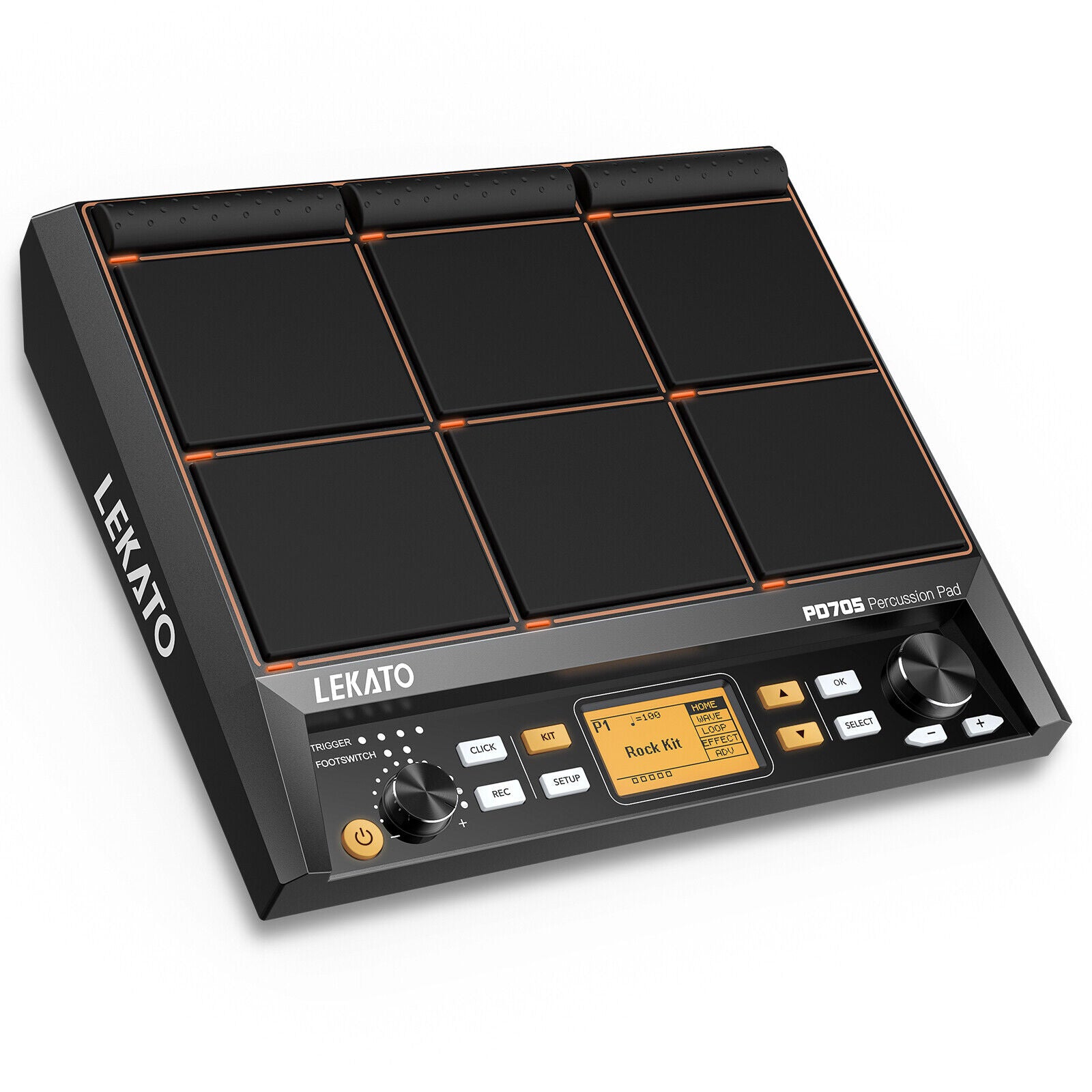 LEKATO PD705 Electric Percussion Pad Drum Tabletop 9-Trigger Sample Mu ...